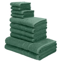 Handtuch Set my home, gr&uuml;n, Obermaterial: 100% Baumwolle, Handtuch-Sets, "Inga, Duscht&uuml;cher, Handt&uuml;cher, G&auml;stet&uuml;cher, Seift&uuml;cher", Handt&uuml;cher mit