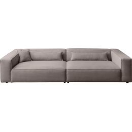 3-Sitzer, B:316cm H:66cm T:136cmtaupe, LeGer Home by Lena Gercke, 100% Polyester, Sofas, "PIARA XXL, Sofa mit Kedernaht in Cord, Leinenoptik o.