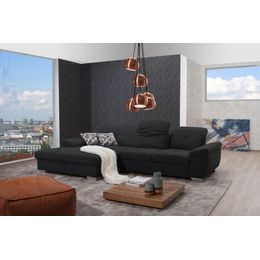 Ecksofa Alina, B:300cm H:91cm T:199cm, schwarz, Struktur weich (100% Polyester), Wohnzimmer, Sofas, "Tessa", inkl. Sitztiefenverstellung, wahlweise