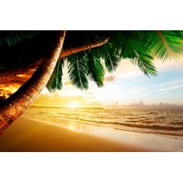papermoon Fototapete "Caribbean Beach Sunrise", B/L: 4m x 2,6m, Bahnen: 8 Stk., bunt, Tapeten
