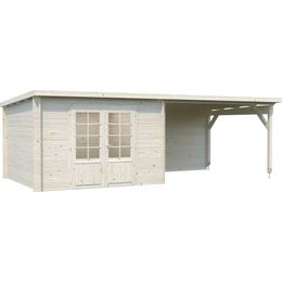 Gartenhaus Palmako, beige, Massivholz, Gartenh&auml;user, "Ella", 8,7+10,0 m&sup2;, mit Anbaudach