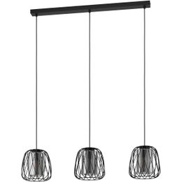Eglo Hängeleuchte "FLORESTA Pendellampe, Stahl und Glas, IP20, E27, Esstischlampe, Lampe", H: 110cm, 1 Stk., schwarz, Esszimmer, Leuchten, Elegante