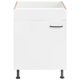 Sp&uuml;lenschrank Optifit, B:60cm H:87cm T:58,4cm, wei&szlig;, Holzwerkstoff, K&uuml;che, Schr&auml;nke, "Elga", mit Soft-Close-Funktion, h&ouml;henverstellbaren F&uuml;&szlig;en,