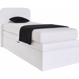 Boxspringbett, B:105cm L:212cm, weiß, Westfalia Schlafkomfort, Box und Kopfteil: Microvelours (100% Polyester) oder Kunstleder (Polyurethan);Bezug