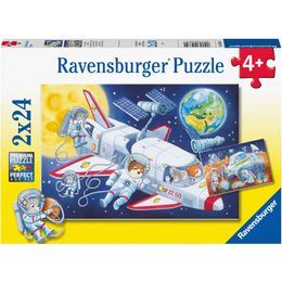 Ravensburger Jungen Puzzle "Reise durch den Weltraum", bunt, B:26cm H:18cm, Puzzles, 2x24 Teile; Made in Europe