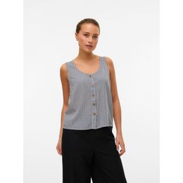 Véro Moda VERO MODA Damen Blusentop "VMBUMPY SL SHIRT WVN GA NOOS", weiß, Gr. S, gestreift, Web, Obermaterial: 100% Viskose, Blusen