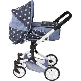 Bayer Chic 2000 CHIC2000 Kinder Kombi-Puppenwagen "Jara, Sternchen", blau, Kunststoff, Polyester, Stahl, B:70cm H:85cm T:70cm, Puppenwagen
