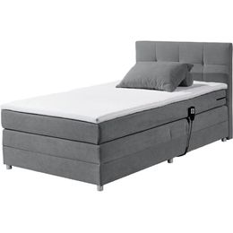 Boxspringbett, B:122cm L:210cm, grau, ED EXCITING DESIGN, 100% Polyester, Jugendzimmer, Komplettbetten, "Toulouse B", inkl. Motor