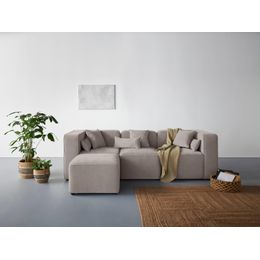 3-Sitzer Home Affaire, B:256cm H:76,5cm T:93cm, grau, 100% Polyester, Sofas, "Sundstrup L-Form", Modulserie, individuelle Zusammenstellung