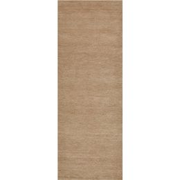 Läufer Theko, B:90cm H:14mm L:250cm, beige, Wolle, Flur, Teppiche, "Gabbeh Uni, Handgefertigt, Teppich, meliert, reine Wolle", Teppich-Läufer,