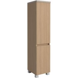 Midischrank Welltime, B:30cm H:131cm T:35cm, braun, Spanplatte, Badezimmer, Schränke, "EIXO, 2 Türen, 3 verstellbare Einlegeböden, inklusive