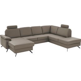 Wohnlandschaft DIE PLANBAR, B:309cm H:104cm T:235cmartischocke, Sofas, "PN-EM15047 U-Form, mit Kopfst&uuml;tzen", Echtleder, wahlweise mit Schlaffunktion