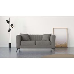 2-Sitzer Home Affaire, B:170cm H:74cm T:86cm, grau, 100% Polyester, Sofas, "MATTHEW elegantes Designsofa, Ma&szlig;e B/T/H: 170/86/74 cm", Steppung im