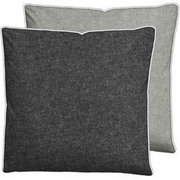 Kissenbezug Biberna, B:80cm L:80cm, grau, Flanell, Obermaterial: 100% Baumwolle, Outdoor, Kissenbez&uuml;ge, "Hermal Flanell mit Rei&szlig;verschluss,