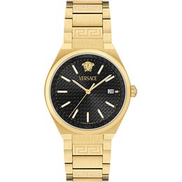 Versace Herren Quarzuhr "V-AURIA", gold, Armbanduhren, Armbanduhr, Herrenuhr, Swiss Made, Edelstahlarmband, analog, Datum