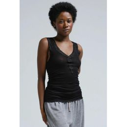 SEAMLESS BASIC Damen Funktionstop "Seamless Basic Top Cotton Lacey", schwarz, Gr. M, Obermaterial: 100% Baumwolle, Tops
