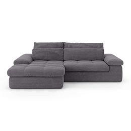 Ecksofa Home Affaire, B:274cm H:106cm T:203cm, grau, 83% Polyester, 17% Nylon, Wohnzimmer, Sofas, "ALVERIE mit Recamiere, moderne Steppung, Ma&szlig;e: