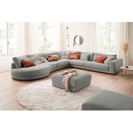 Ecksofa 3C CANDY, B:395cm H:86cm T:225cm, silber, 100% Polyester, Wohnzimmer, Sofas, "Enisa II, bequem und komfortabel, Mega Familiensofa, L-Form",