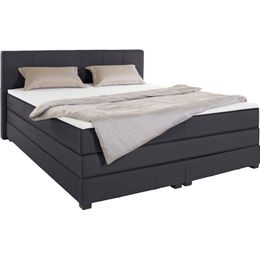 Boxspringbett OTTO products, B:190cm L:213cm, schwarz, Struktur fein aus 100%-recyceltem Polyester, Komplettbetten, "Peetu",