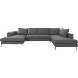 Wohnlandschaft OTTO products, B:351cm H:83cm T:210cm, grau, Struktur fein: aus recycleten PET-Flaschen (100% PES), Sofas, "Finnja, viel Platz,