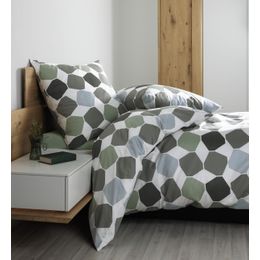 Bettw&auml;sche Janine, gr&uuml;n, Mako-Satin, Obermaterial: 100% Baumwolle, Bettw&auml;sche, "Mako-Satin87106 06", mit Reissverschluss