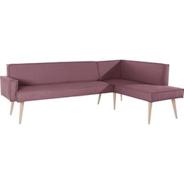 Eckbank, B:158cm H:84cm T:239cm, lila, exxpo - SOFA FASHION, 100% Polyester, Esszimmer, Sitzb&auml;nke, "Lungo, moderne Kedernaht, bequem und elegant,