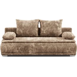 Schlafsofa WERK2, B:206cm H:88cm T:91cm, braun, 100% Polyester, Jugendzimmer, Sofas, "Biggi komfortabel & elegant, Schlaffunktion, Bettkasten, Breite