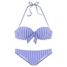 Vivance Damen B&uuml;gel-Bandeau-Bikini, blau, Gr. 42, l&auml;ngsgestreift, Recycling-Polyamid, Bikini-Sets, mit Zierschleife am Top