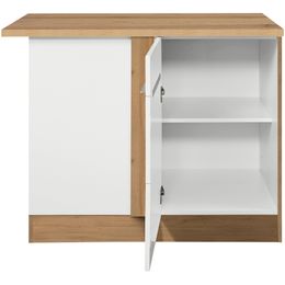 Eckunterschrank KOCHSTATION, B:110cm H:85cm T:60cm, wei&szlig;, Holzwerkstoff, MDF, K&uuml;che, Schr&auml;nke, "KS-Brindisi", praktischer Stauraum in der Ecke