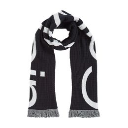 Calvin Klein Damen Schal "LOGO 2-TONES COTTON GAUGE SCARF", schwarz, unifarben, Web, Baumwolle, Modetücher, Logostickerei