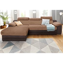 Sit & More Ecksofa SIT & MORE, B:271cm H:94cm T:168cm, braun, Luxus-Microfaser ALTARA NUBUCK (100% Polyester) / Struktur (100% Polyester);Luxus-Kunstleder /