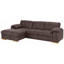 Ecksofa Home Affaire, B:277cm H:86cm T:172cm, braun, Luxus-Microfaser in Lederoptik (100% Polyester);Struktur (100% Polyester);Luxus-Microfaser (90%