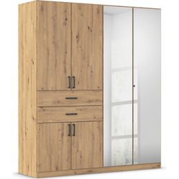 Dreht&uuml;renschrank Rauch, B:181cm H:210cm T:54cm, braun, Holzwerkstoff, Schr&auml;nke, "Maika", mit Spiegel, 2 Schubladen, in verschiedenen Breiten, H&ouml;hen