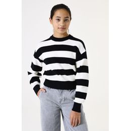 Garcia M&auml;dchen Strickpullover, schwarz, Gr. 128, gestreift, Strick, Obermaterial: 51% Viskose, 27% Polyester, 22% Polyamid, Pullover, mit Streifen
