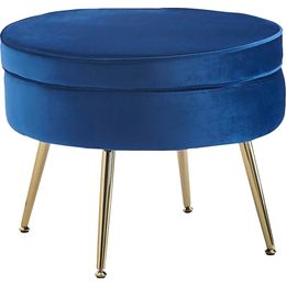 Polsterhocker Salesfever, B:52cm H:41cm T:52cm, blau, Samt (100% Polyester), Metall, Hocker, "Calm Gepolsterter Hocker mit Charme", mit hohem