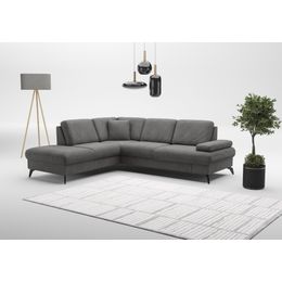 Sit & More Ecksofa SIT & MORE, B:238cm H:83cm T:202cm, grau, 100% Polyester, Wohnzimmer, Sofas, "Morris Jubi L-Form, B: 238 cm", mit Armteilfunktion & 1