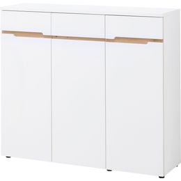 Schuhschrank Innostyle, B:120cm H:107cm T:38cm, weiß, ABS-Kunststoff, Dekorfolie, Holzwerkstoff, MDF, Flur, Schränke, "Memphis Schuhschrank,