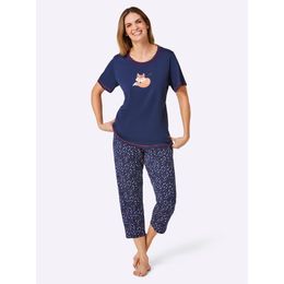 Damen Capri-Pyjama, Gr. 40, bunt, 100% Baumwolle, Homewear-Sets