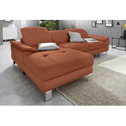 Ecksofa, B:270cm H:94cm T:175cm, braun, exxpo - SOFA FASHION, Kunstleder SOFTLUX;NaturLEDER (echtes Rindsleder) in Sitz und Rücken. Korpus in