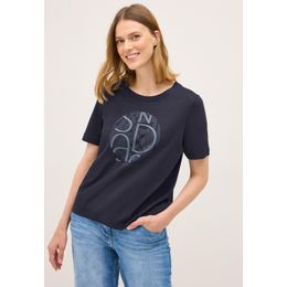 Cecil Damen T-Shirt, blau, Gr. S, bedruckt, Web, 100% Baumwolle, Shirts, Feel Good Fit