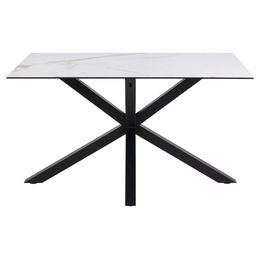 Esstisch ACTONA GROUP, B:135cm H:75,5cm T:80cm, schwarz, Garten, Tische, "Heaven", Tisch, Tischplatte aus Keramik, Kreuzgestell, 135x80x75.5cm