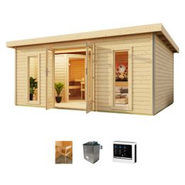 Konifera Saunahaus "Maiko 4 SET A", Saunaofen, externe Steuerung, 9 kW, beige, Garten, Saunen, Ofen 9 KW externe Strg easy