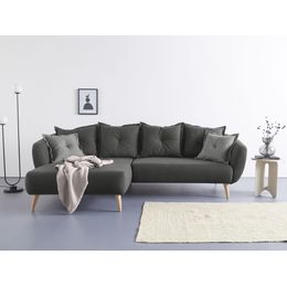 Ecksofa Home Affaire, B:277cm H:80cm T:162cm, grau, Wohnzimmer, Sofas, "Baggio formschöne Polsterecke, bequem, Breite 277cm, L-Form", Zierkissen
