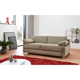 Schlafsofa Bali, B:201cm, beige, 100% Polyester, Wohnzimmer, Sofas, "Viola, Dauerschläfer mit Seitenkissen", in 140er und 160er Breite, 3 Varianten,