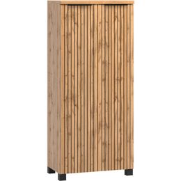 Midischrank Welltime, B:60cm H:130cm T:35cm, braun, Holzwerkstoff, Badezimmer, Schr&auml;nke, Welltime, Breite 60 cm, 2-t&uuml;rig, ged&auml;mpft