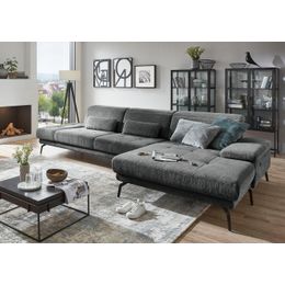 Ecksofa DIE PLANBAR, B:328cm H:82cm T:190cm, grau, 100% Polyester, Wohnzimmer, Sofas, "MP-IN20126 L-Form mit Kaltschaum-Polsterung", mit