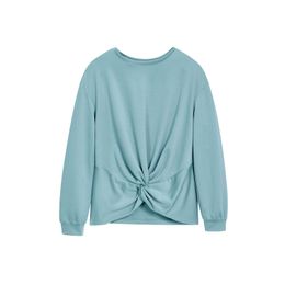 Madeleine Mode MADELEINE Damen Langarmshirt "Sweatshirt Sweatshirt mit Knoten-Drapierung", blau, Gr. 42, Obermaterial: 62% Lyocell CLY. 38% Polyester PES., Shirts