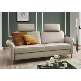 3-Sitzer DIE PLANBAR, B:208cm H:112cm, beige, Sofas, "PN-EM23187, mit Kopfst&uuml;tzen", aus Echtleder, mit Federkern f&uuml;r hohen Sitzkomfort