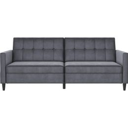 3-Sitzer DOREL HOME, B:203cm H:83cm T:83cm, grau, Veloursstoff 100% Polyester, Sofas, "Hartford II", Bettfunktion, R&uuml;ckenlehne 2-teilig, 3-fach
