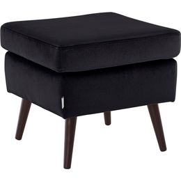 Polsterhocker Home Affaire, B:52cm H:49cm T:52cm, schwarz, Struktur Hahnentritt (67% Polypropylen, 33% Polyester);Samtoptik (100%
